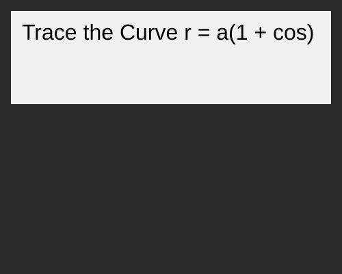 Trace the Curve r = a(1 + cos) | Filo