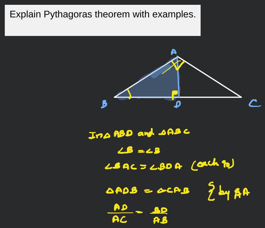 Explain Pythagoras theorem with examples. | Filo