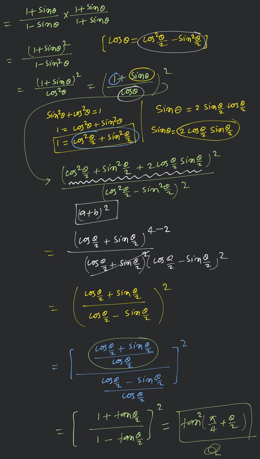 1 plus sin theta upon 1 minus sin theta | Filo