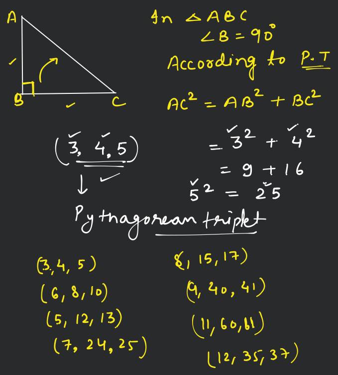 Explain Pythagoras theorem with examples. | Filo