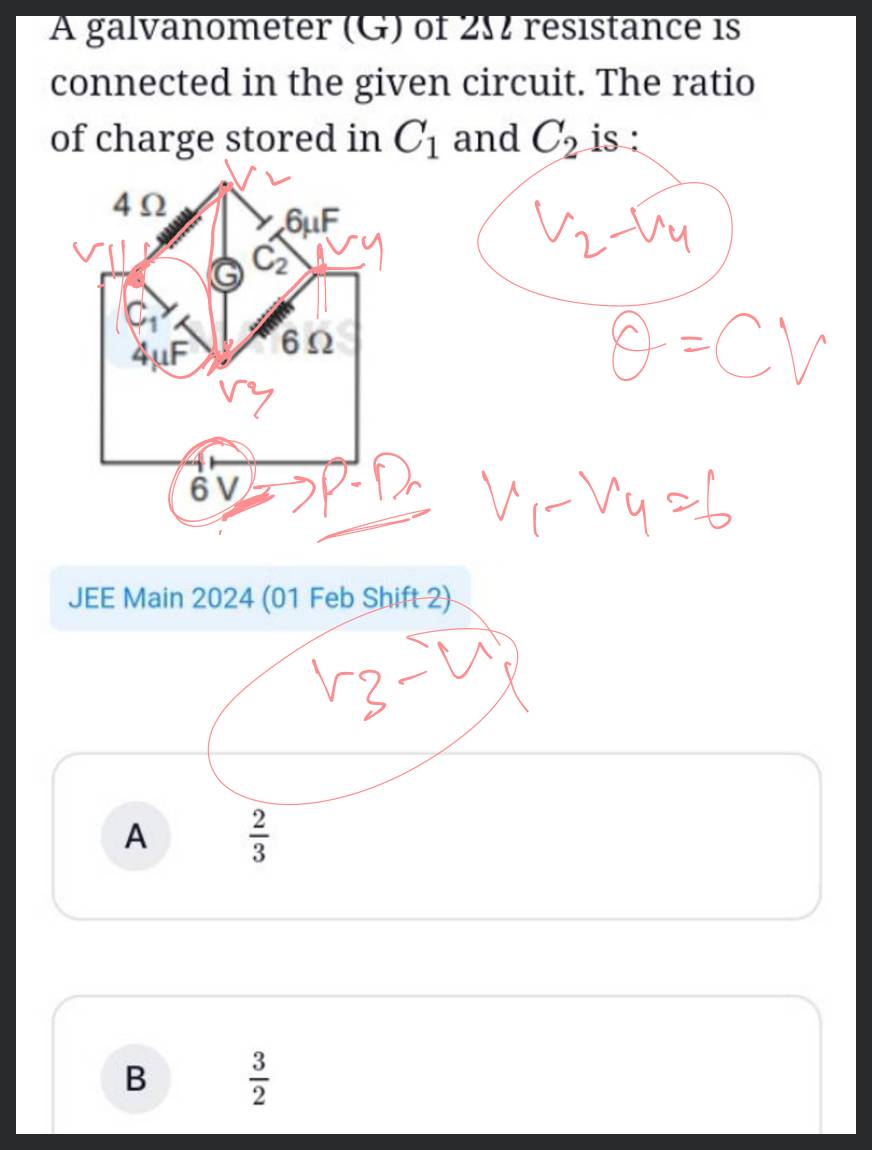 A galvanometer (G) of 2Ω resistance is connected in the given circuit. Th..