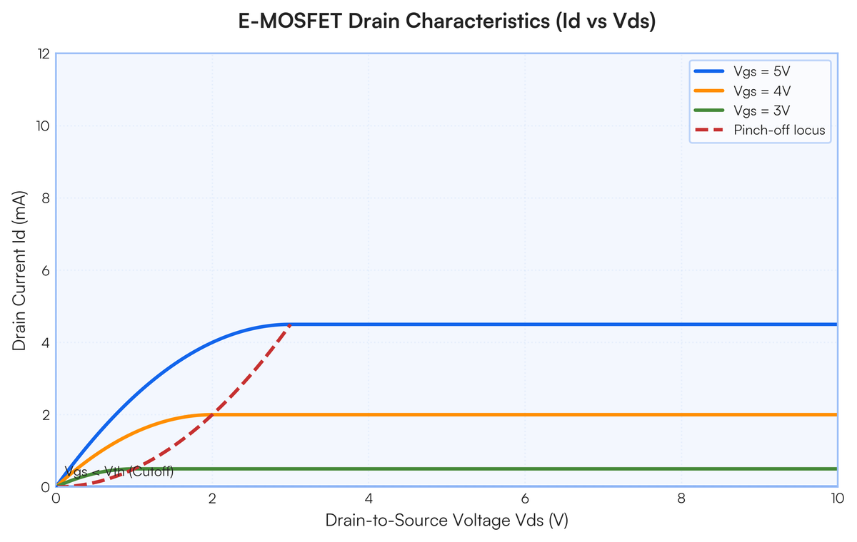 A) Explain E-MOSFET in detail. B) What is CMOS inverter? Explain its tran..