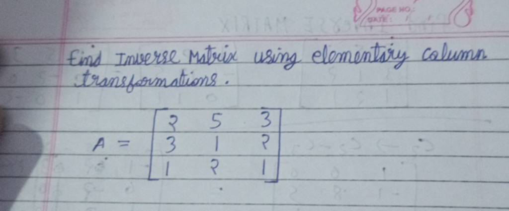 Find Inverse Matrix Using Elementary Column Transformations [a Left
