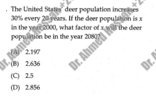 The United States' deer population increases 30% every 20 years. If the d..