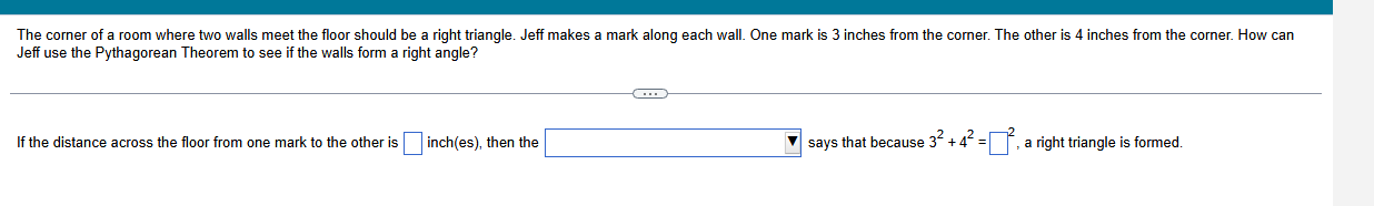 The corner of a room where two walls meet the floor should be a right tri..