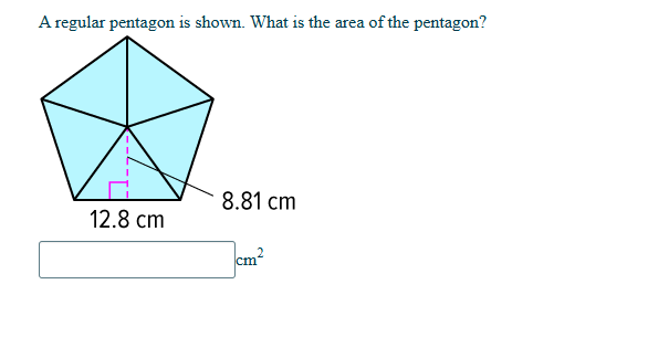 A regular pentagon is shown. What is the area of the pentagon? | Filo