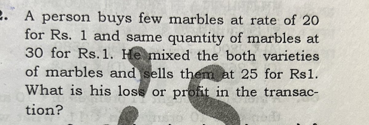 A person buys few marbles at rate of 20 for Rs. 1 and same quantity of ma..