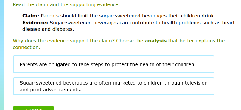 Read the claim and the supporting evidence. Claim: Parents should limit