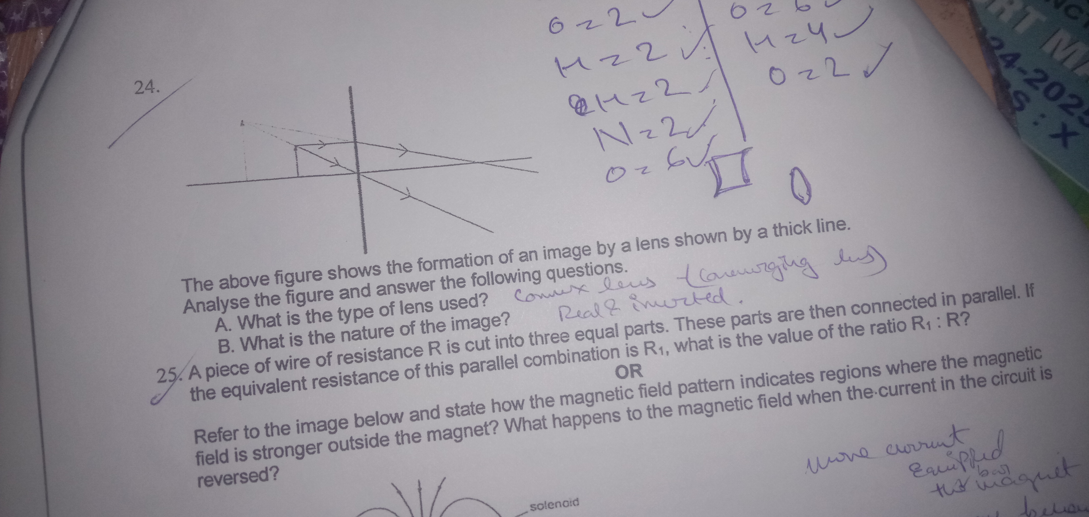 24.The above figure shows the formation of an image by a lens shown by 24.The above figure shows the formation of an image by a lens shown by