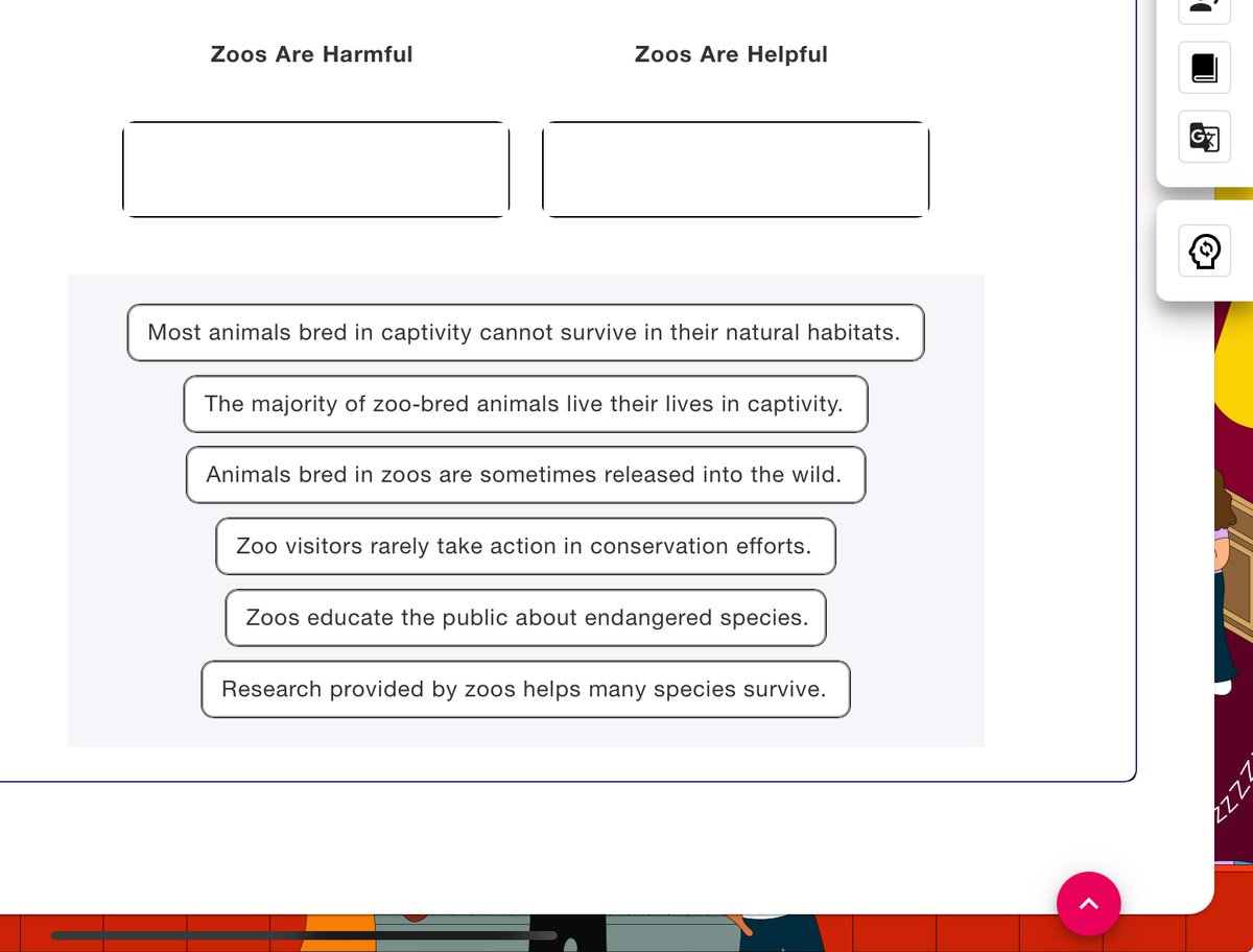 Zoos Are Harmful Zoos Are Helpful Most animals bred in captivity cannot