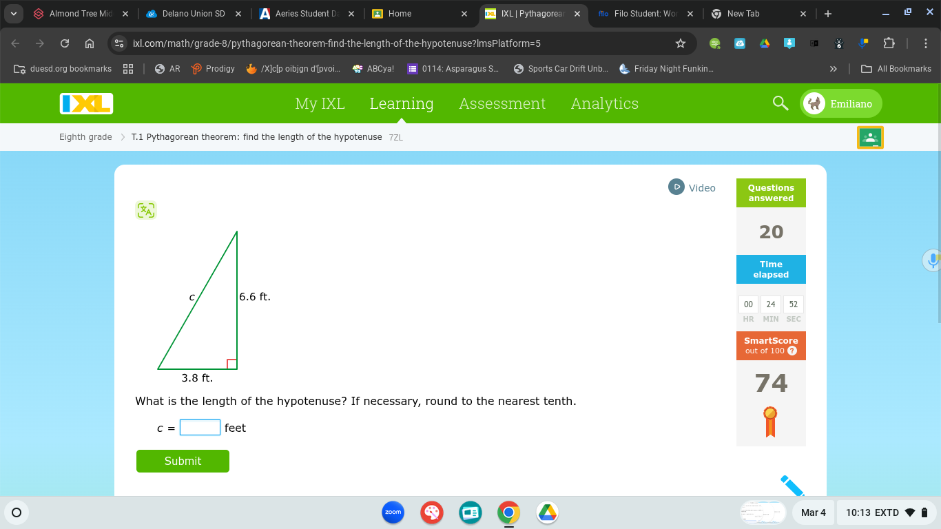 Almond Tree Mid Delano Union SD Aeries Student D Home IXL | Pythagoreal F..
