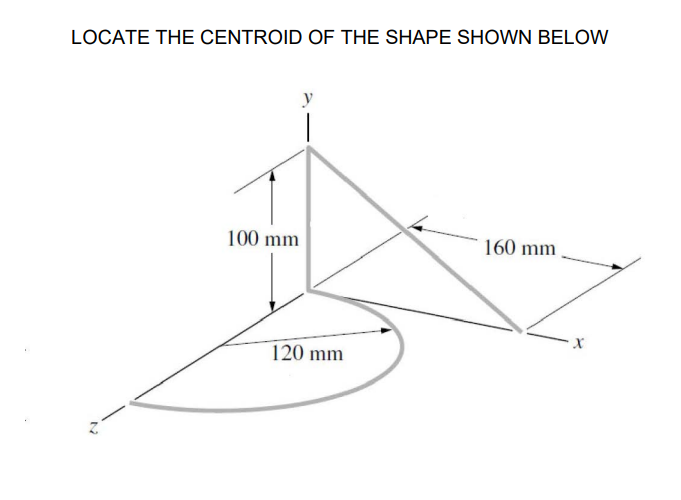 Locate the centroid of the shape shown below. The shape consists of a com..