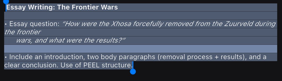 Essay Writing: The Frontier Wars Essay question: "How were the Xhosa for..