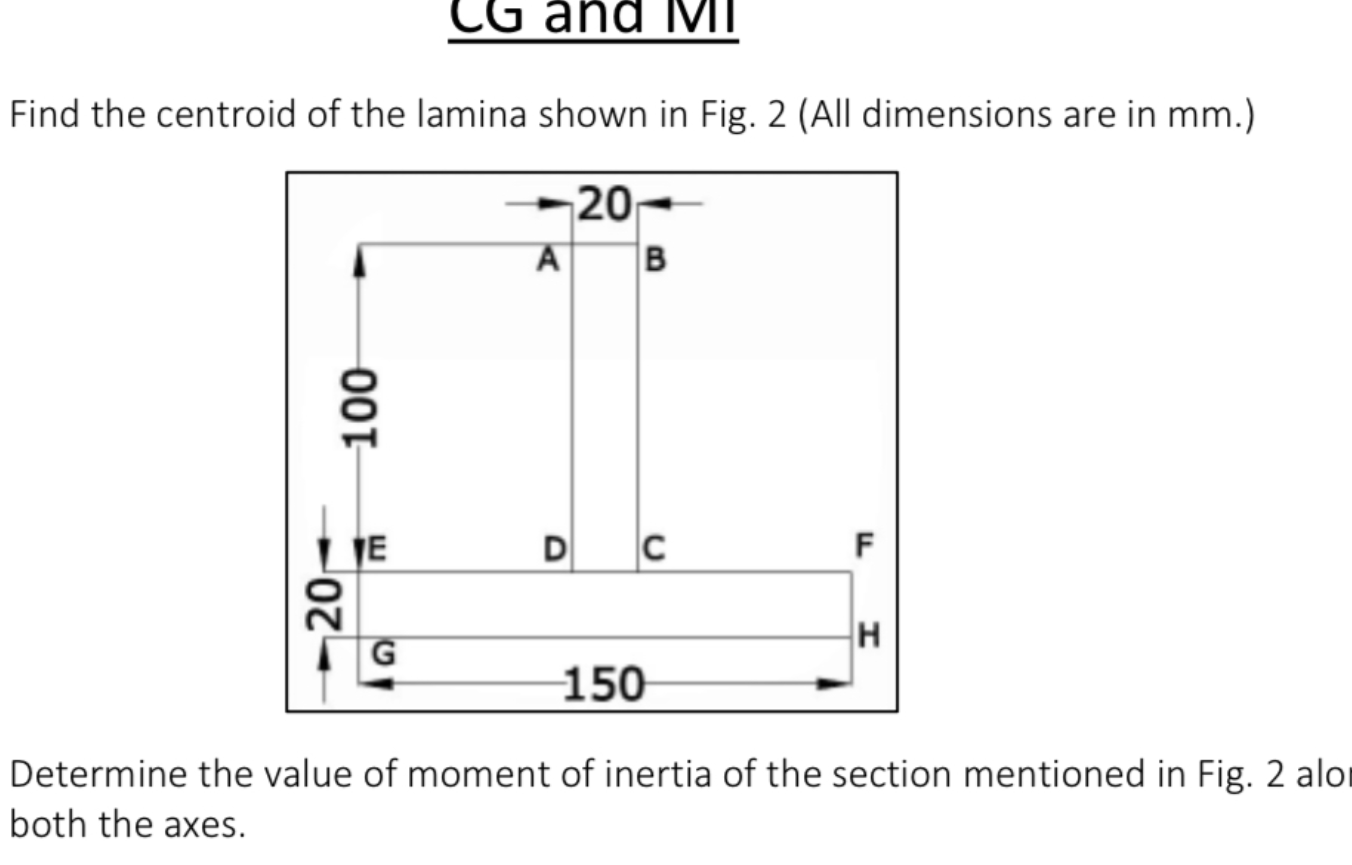 co and IVII Find the centroid of the lamina shown in Fig. 2 (All dimensi..
