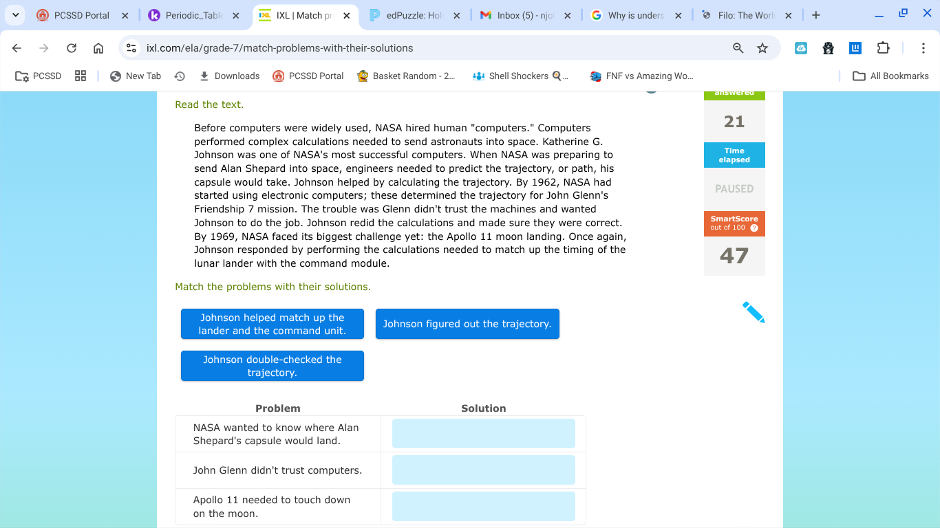 Match the problems with their solutions based on the text provided: Prob..