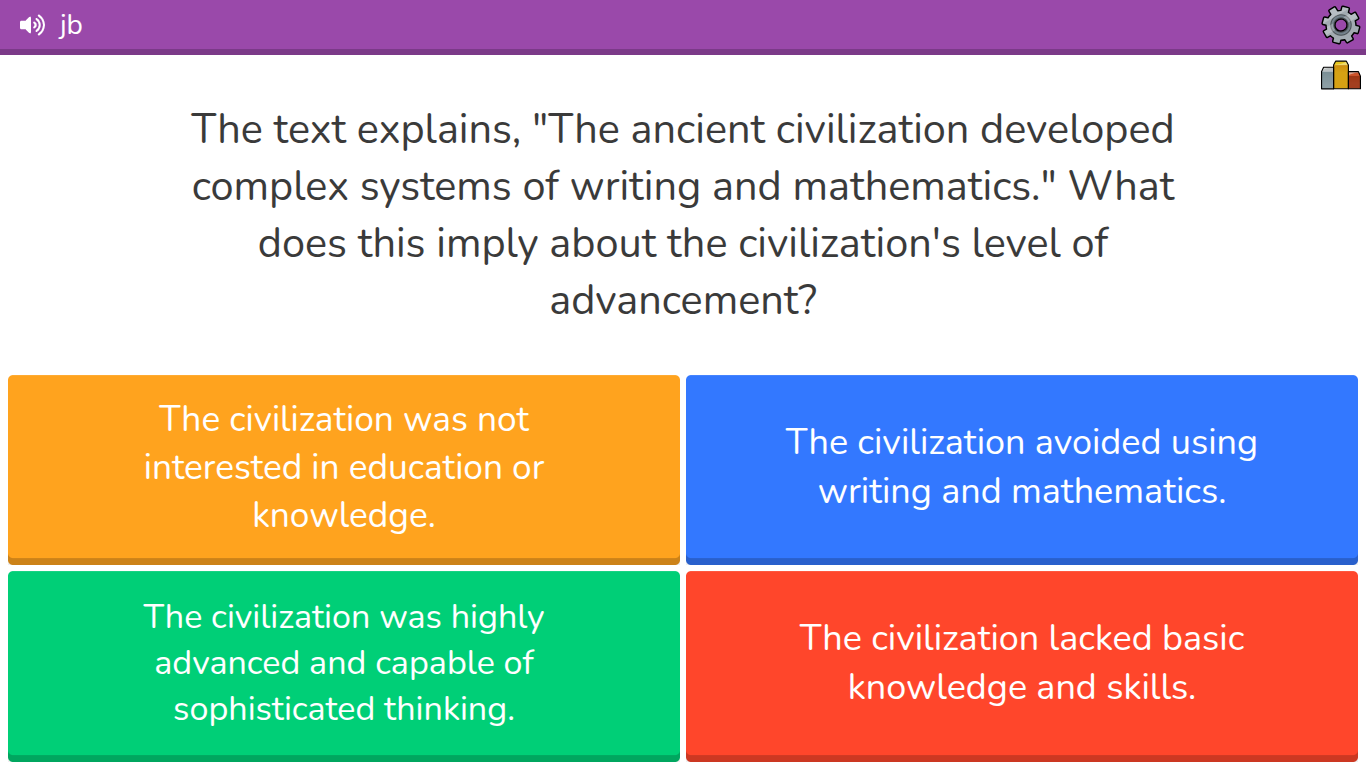 The text explains, "The ancient civilization developed complex systems of..