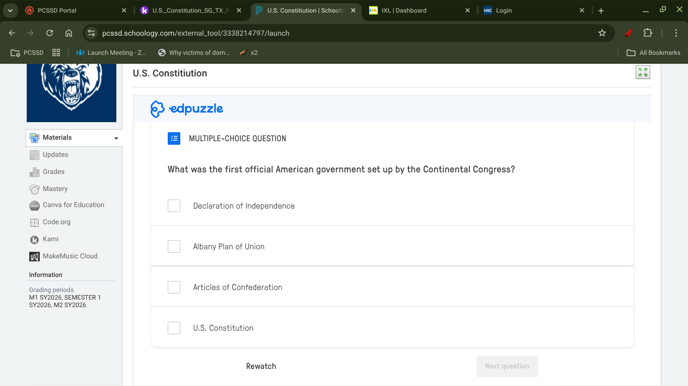 What was the first official American government set up by the Continental..