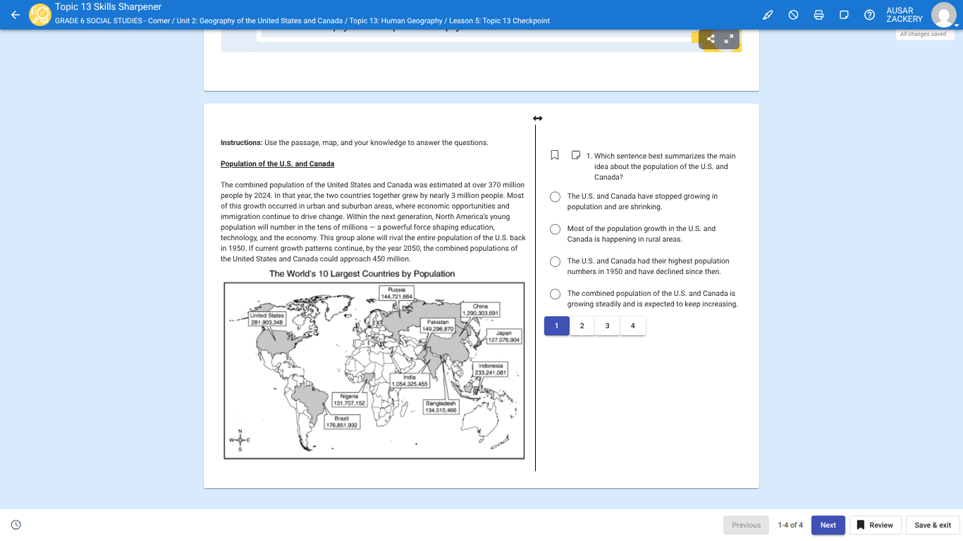 Which sentence best summarizes the main idea about the population of the