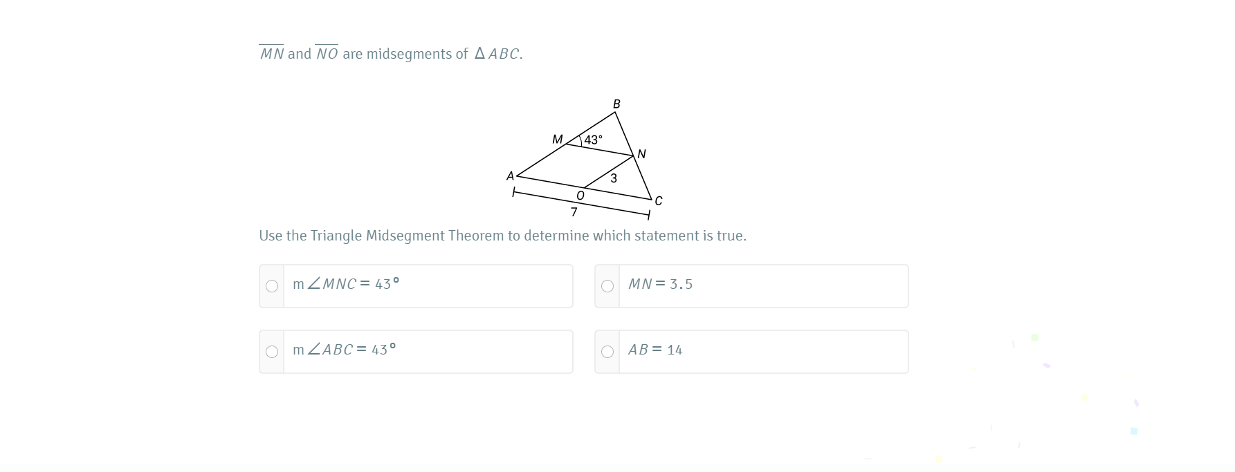 Mn And No Are Midsegments Of Abcuse The Triangle Midsegment Theorem T 7085