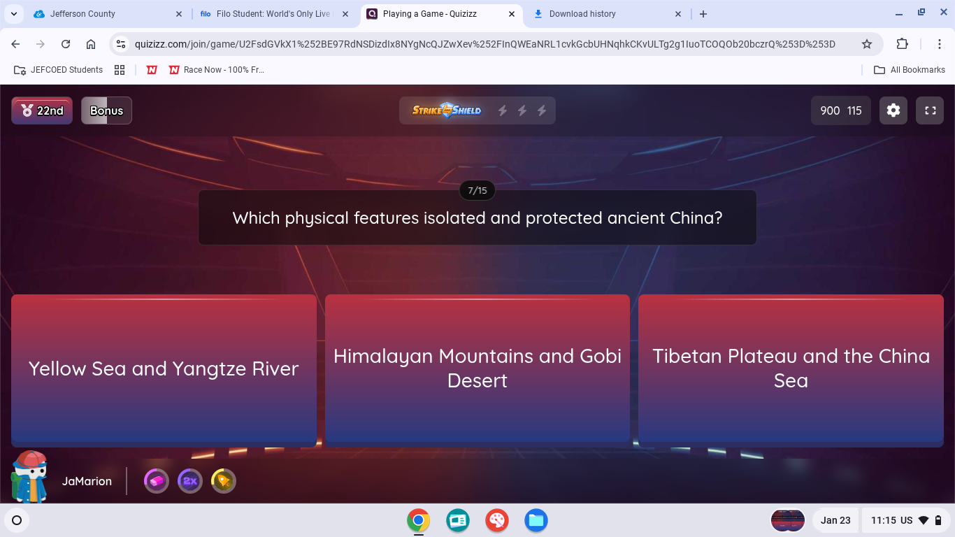 Jefferson County Filo Student: World's Only Live Playing a Game - Quizizz..
