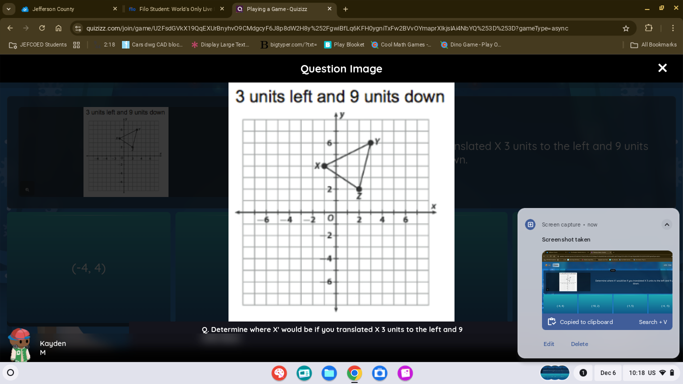 Jefferson County Filo Student: World's Only Live Playing a Game - Quizizz..