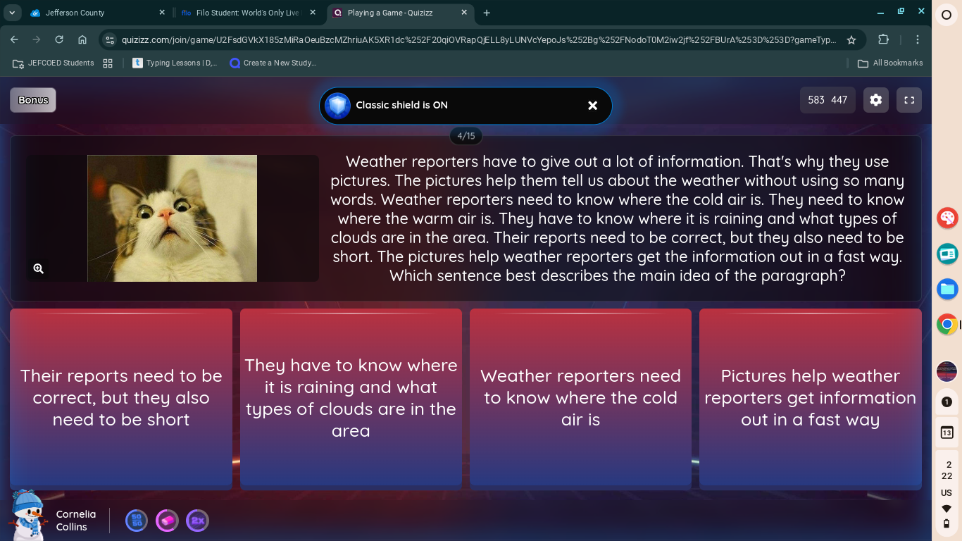 Jefferson County filo Filo Student: World's Only Live Playing a Game-Quiz..
