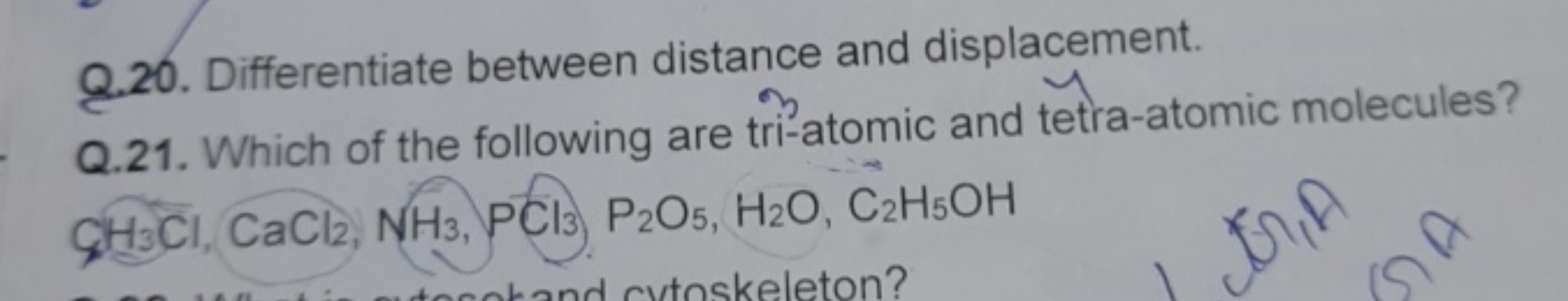Q.20. Differentiate between distance and displacement.Q.21. Which of the.. Q.20. Differentiate between distance and displacement.Q.21. Which of the..