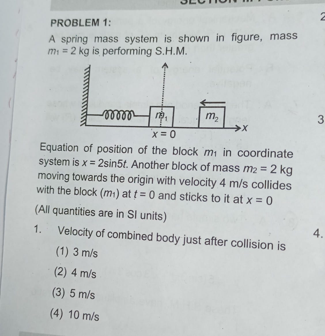 Problem 1 A Spring Mass System Is Shown In Figure Mass M {1} 2 Mathrm{