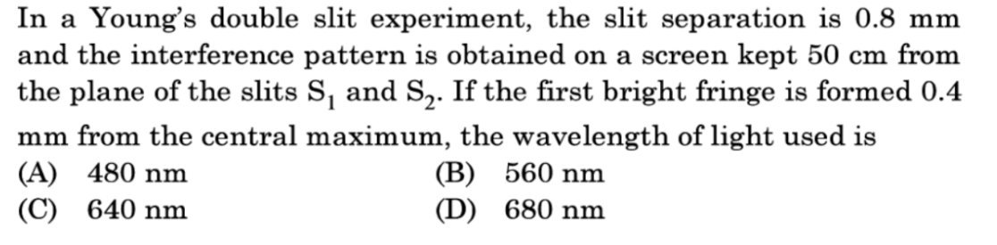 In a Young's double slit experiment, the slit separation is 0.8 mm and th..