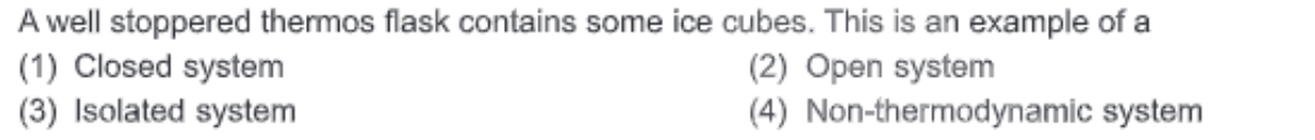 A well stoppered thermos flask contains some ice cubes. This is an exampl..