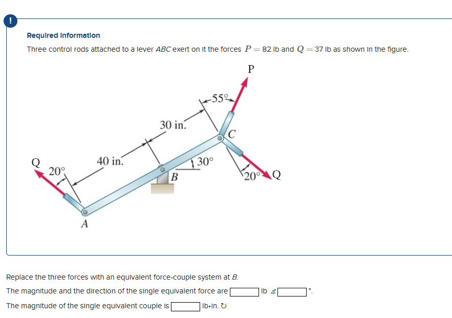 !Required InformationThree control rods attached to a lever ABC exert o.. !Required InformationThree control rods attached to a lever ABC exert o..