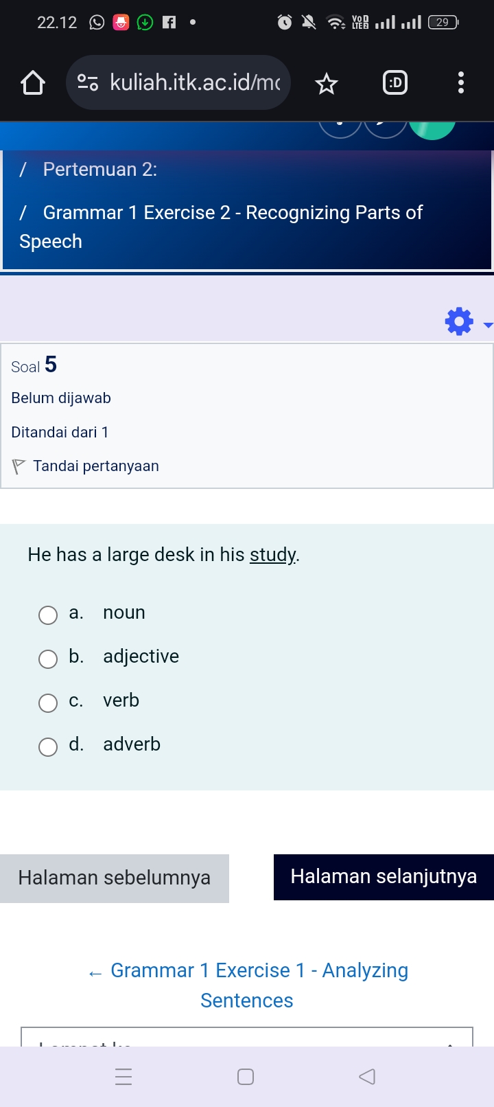 22.12৫ 小29ㅇ kuliah.itk.ac.id/mc/ Pertemuan 2:/ Grammar 1 Exercise 2