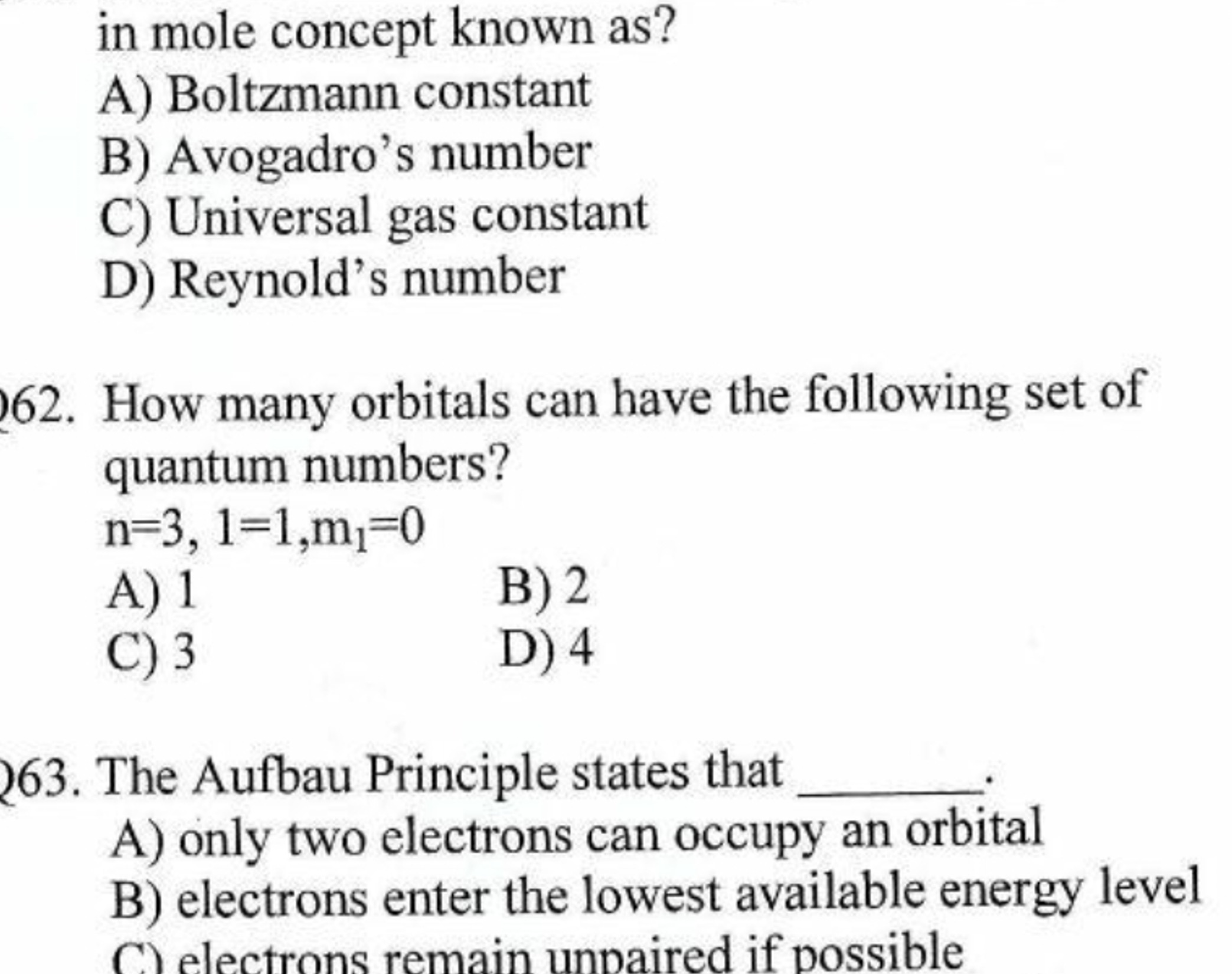 in mole concept known as?A) Boltzmann constantB) Avogadro's numberC) U..