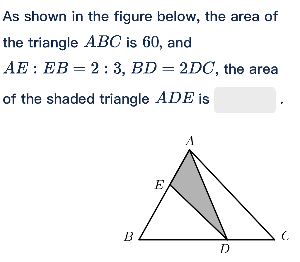 As shown in the figure below, the area of the triangle ABC is 60 , and AE..