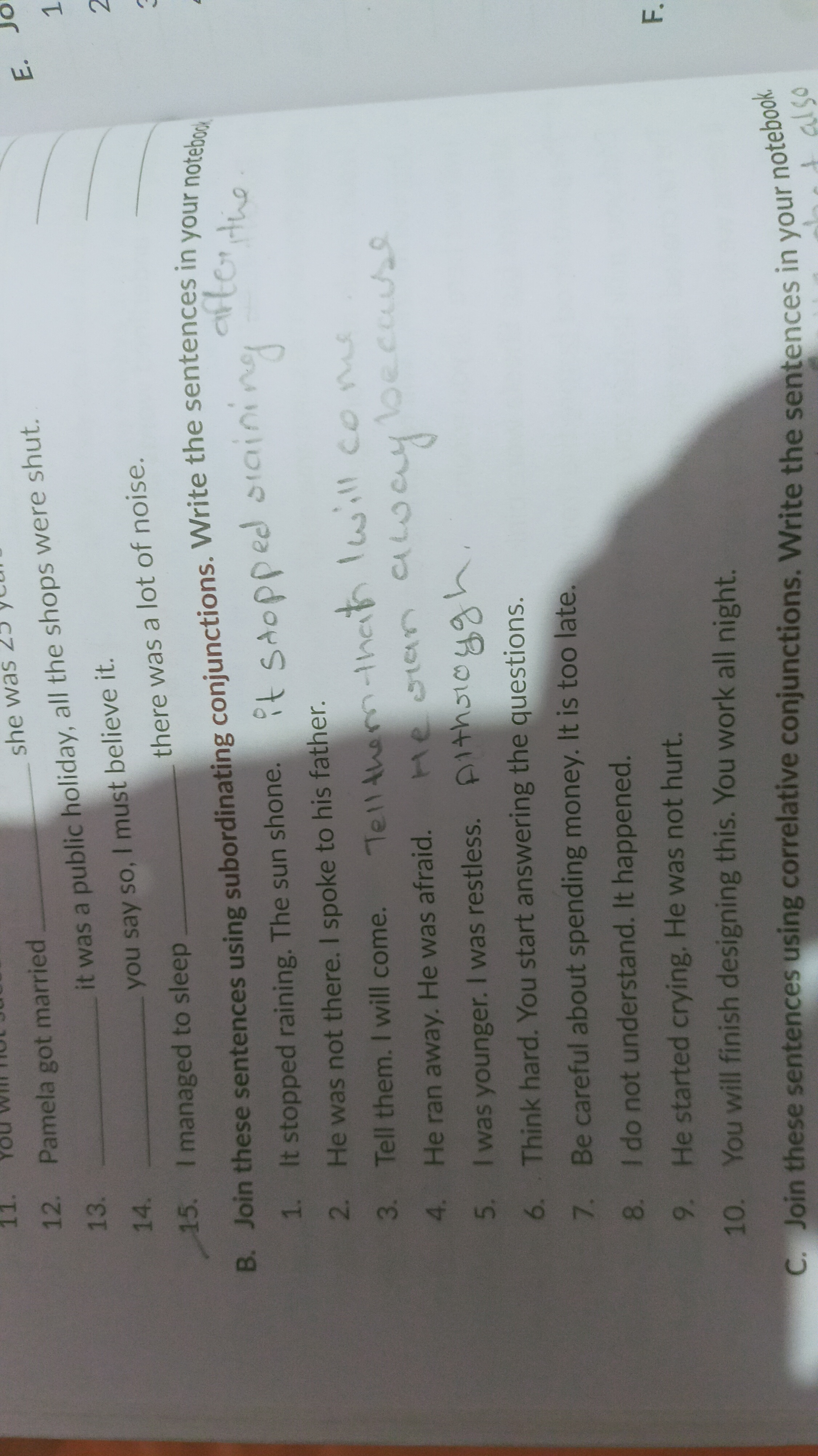 12. Pamela got married she was13. it was a public holiday, all the sho..
