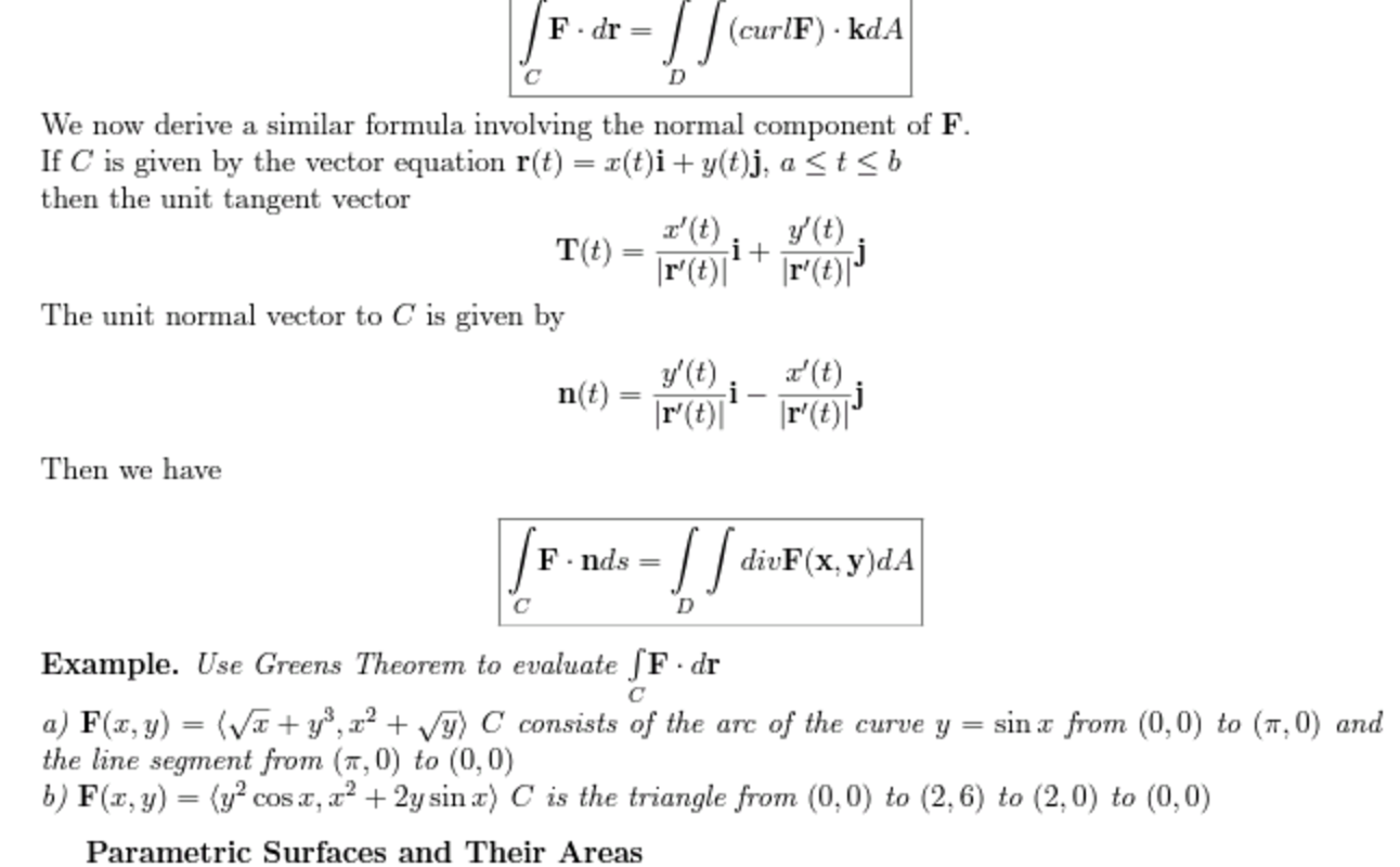 ∫C F⋅dr=∫D ∫(curlF)⋅kdAWe now derive a similar formula involving the no..