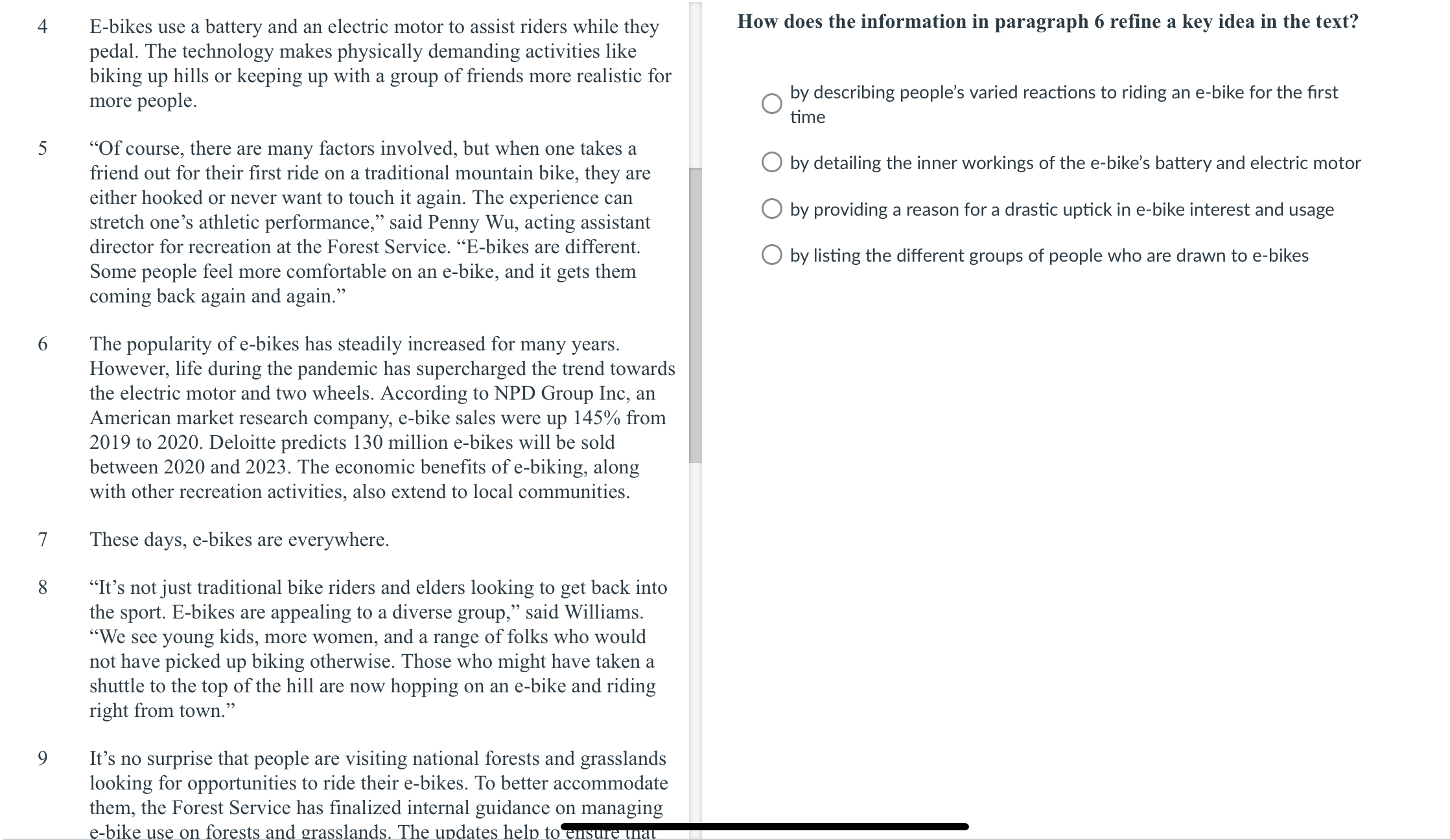 4 E-bikes use a battery and an electric motor to assist riders while they..
