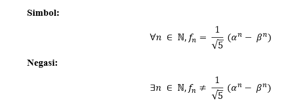 Sajikan negasi dari pernyataan berikut: Simbol: \forall n \in \mathbb{N}..