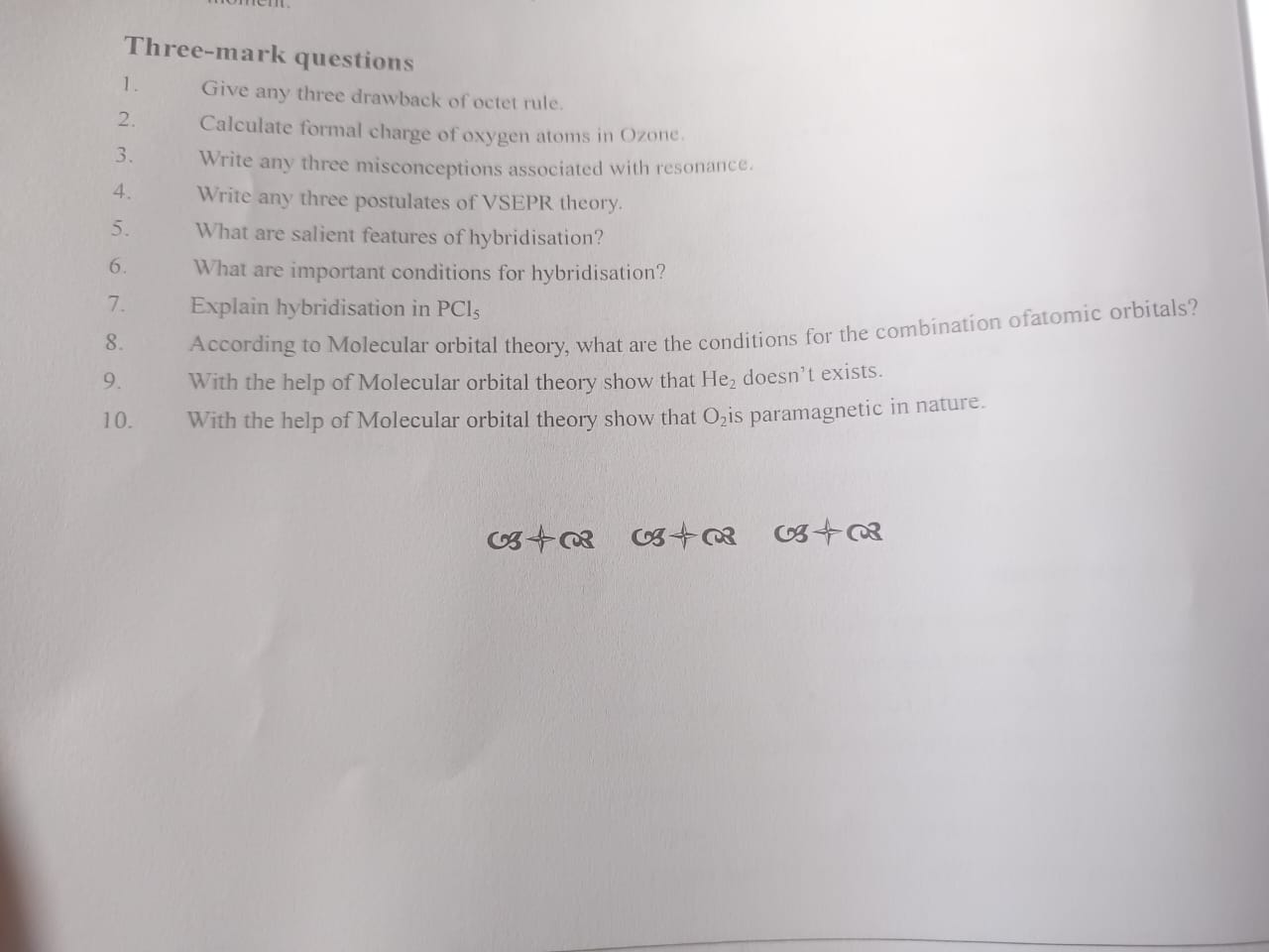 Three-mark questions Give any three drawbacks of the octet rule. Calcula..