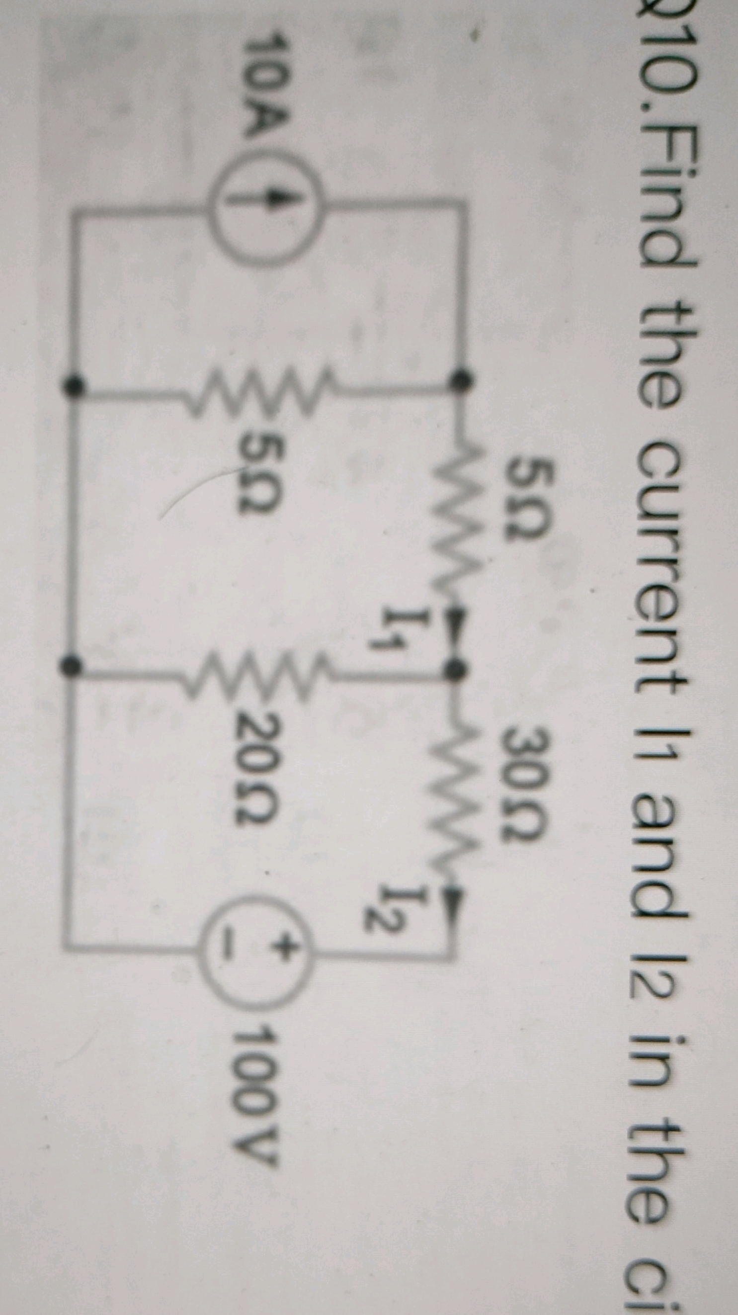 210. Find the current I1 and I2 in the | Filo 210. Find the current I1 and I2 in the | Filo