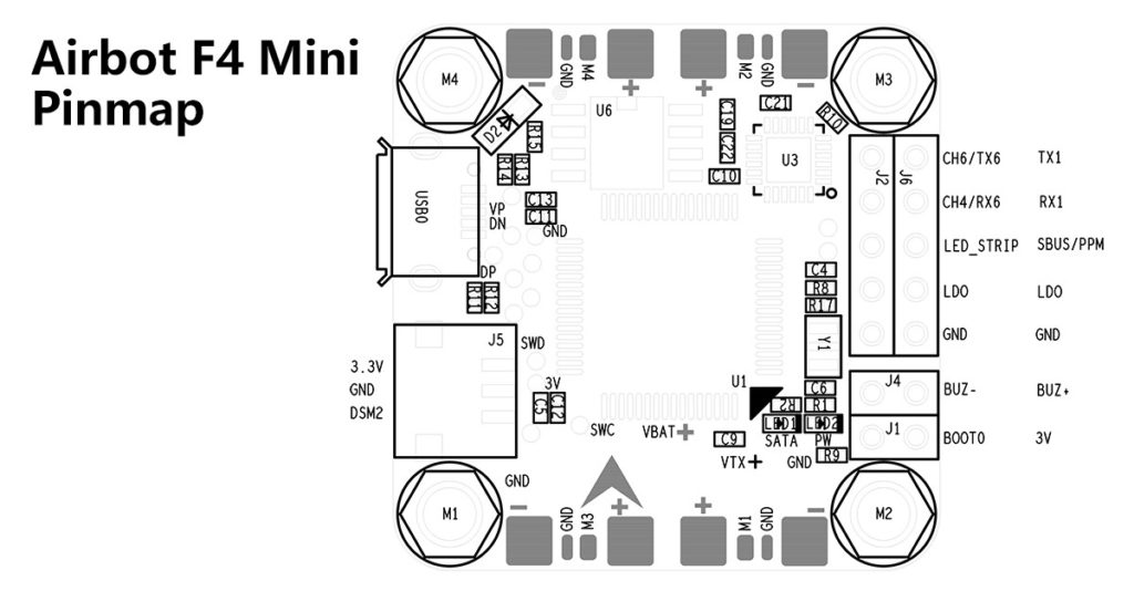 Airbot F4 MINI Flight Control – ACRO – (25x25mm mount) – Flex RC