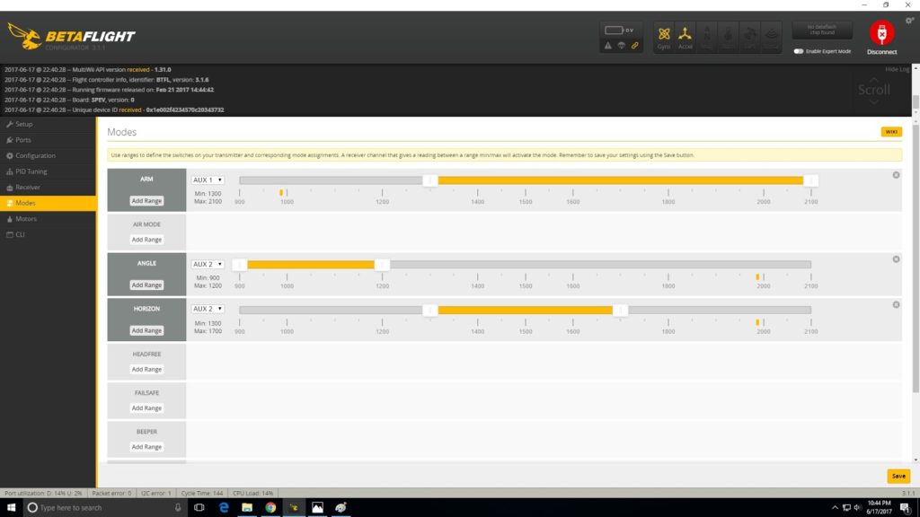 Setting up Mode switches on the Modes tab – Flex RC