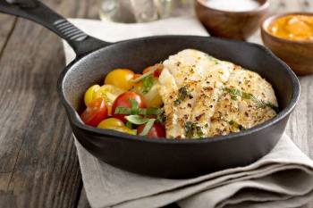 recipe for Spicy Mexican Black Cod with Beans and Basil