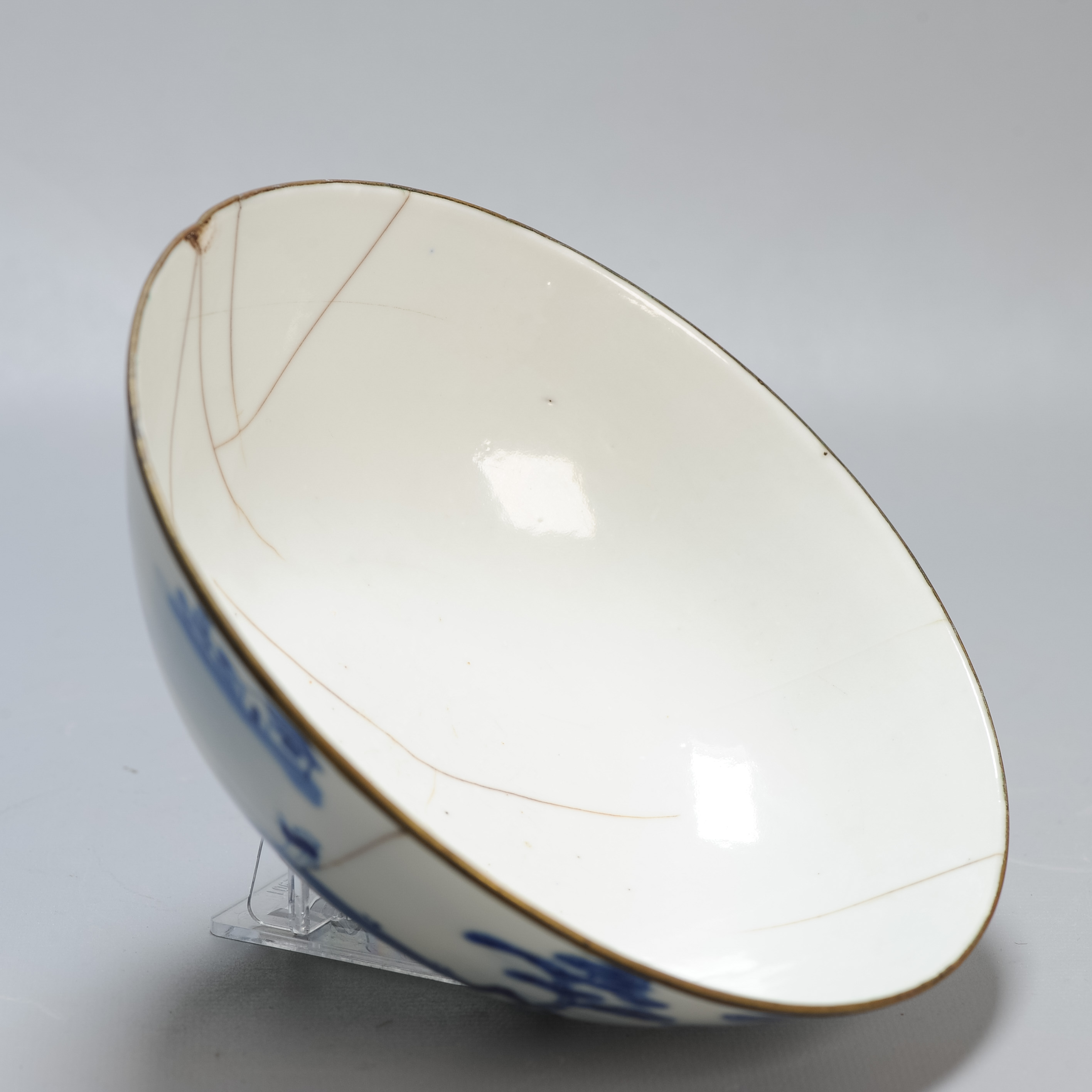 Antique Chinese Porcelain 19C Bleu de Hue Bowl Figural Landscape Marked ...
