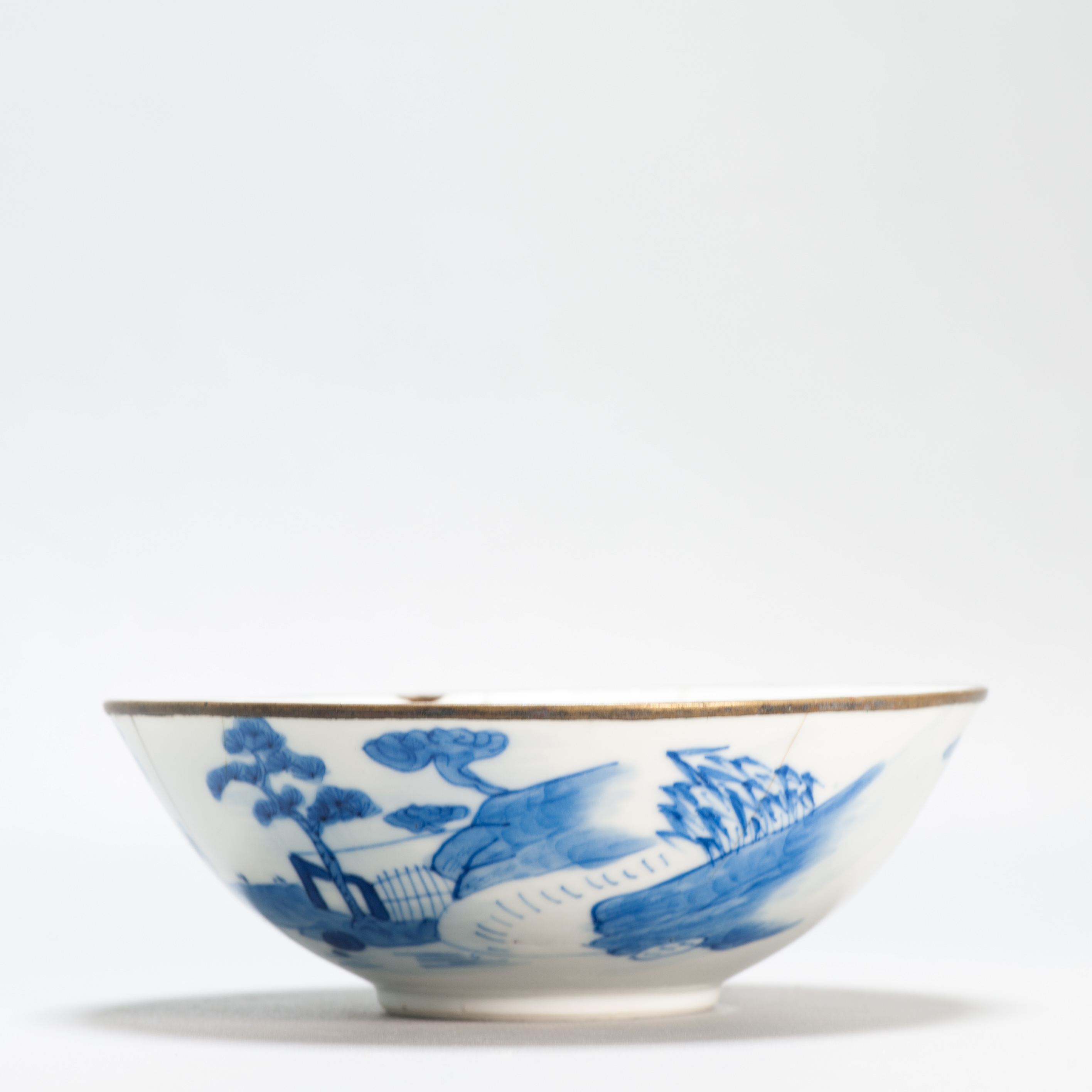 Antique Chinese Porcelain 19C Bleu de Hue Bowl Figural Landscape Marked ...