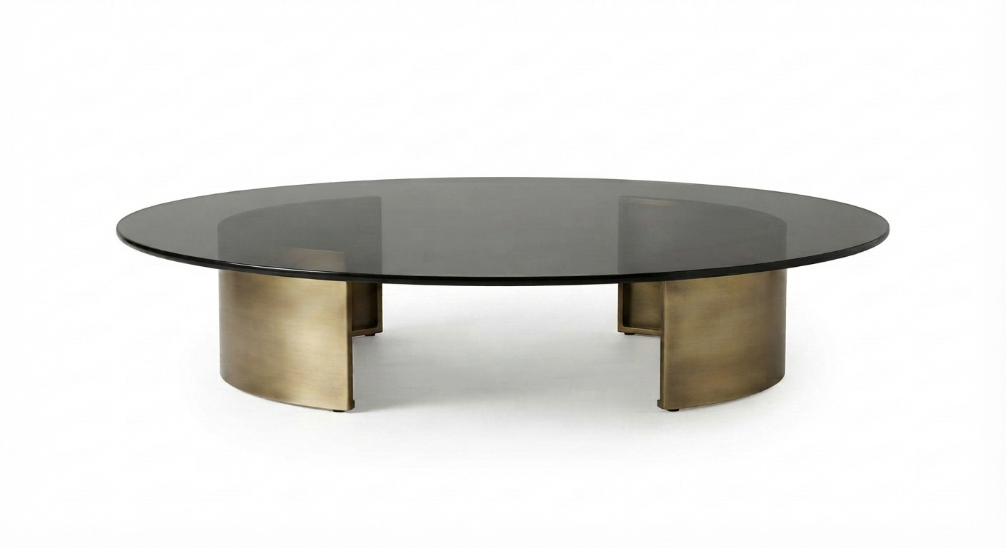 Modern Brass Smoked Glass Coffee Table 3D Model — Free Download | FurniMesh