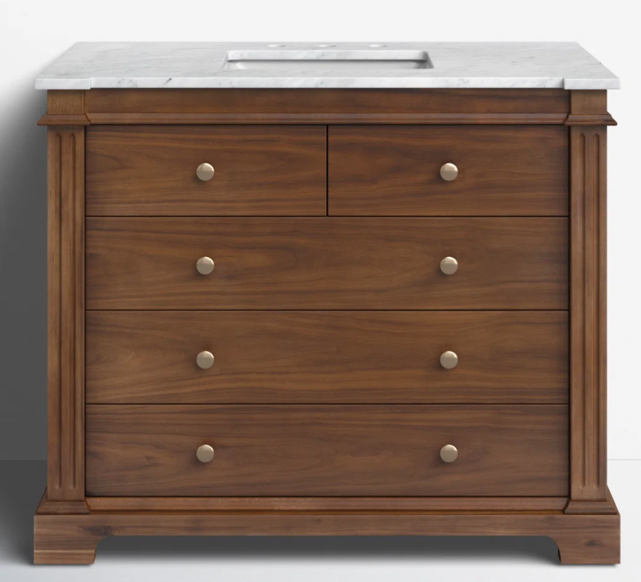 Traditional Walnut Marble Vanity 3D Model — Free Download | FurniMesh