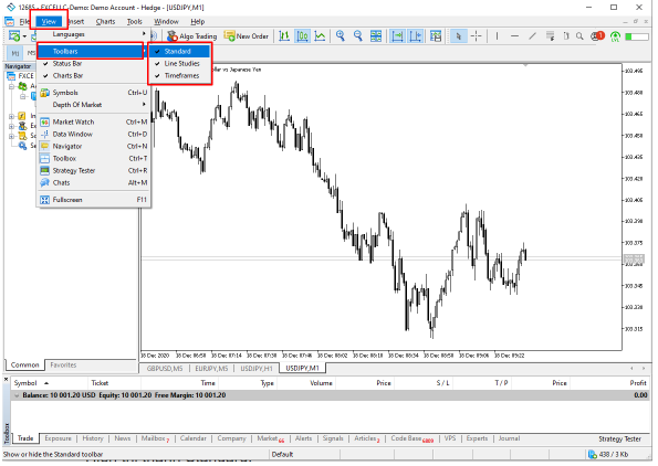 FXCE: FAQ | How to show toolbar on MT5