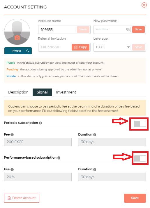 FXCE: FAQ | 5 reasons leading to signal copy/investment termination