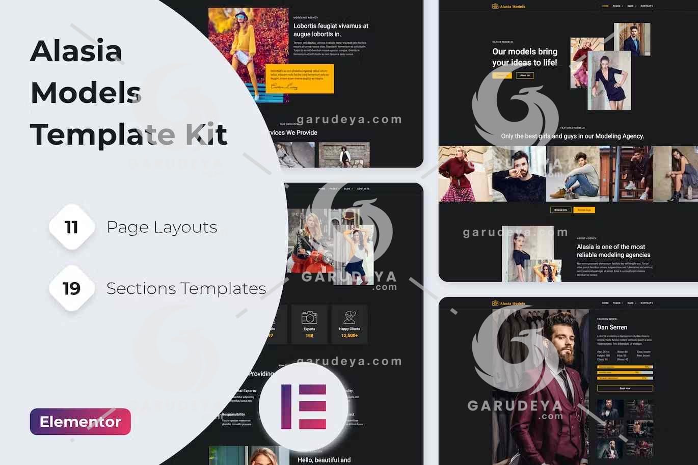 Alasia — Model Agency Elementor Template Kit | Garudeya.com
